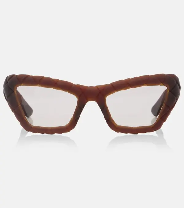 Bottega Veneta Knot Intrecciato Cat-eye Sunglasses - Brown
