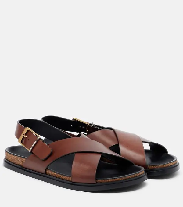 THE ROW Buckled Leather Sandals - Brown