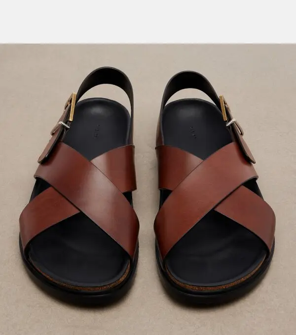 THE ROW Buckled Leather Sandals - Brown