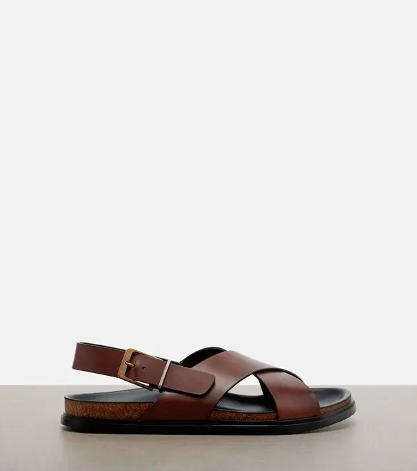 THE ROW Buckled Leather Sandals - Brown
