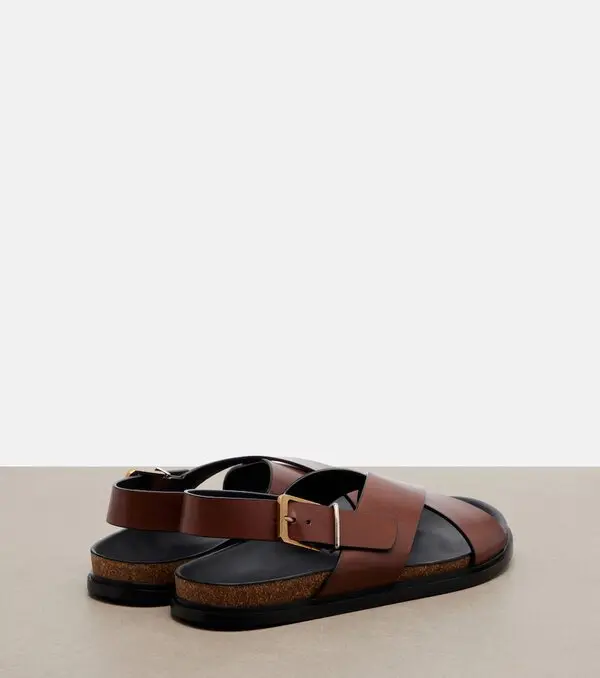 THE ROW Buckled Leather Sandals - Brown