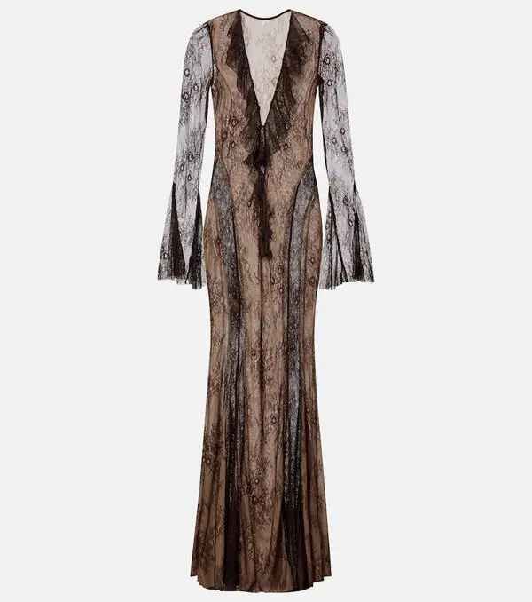 BANANHOT Nori Lace Maxi Dress - Brown