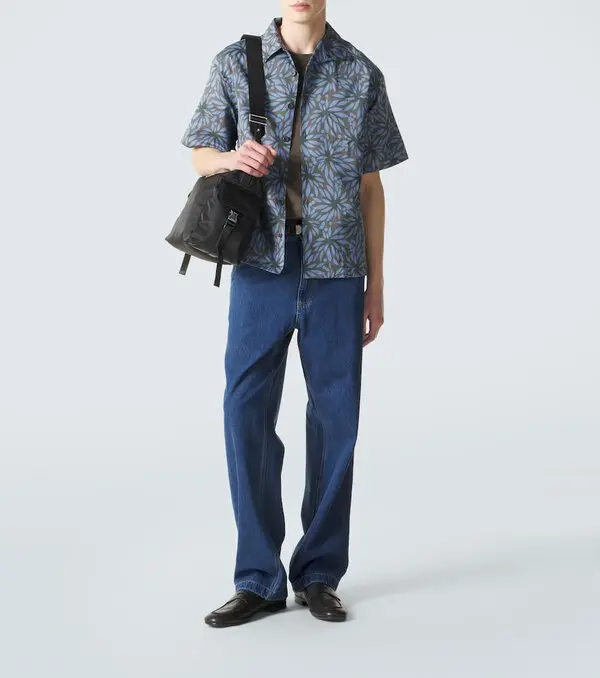 Prada Printed Cotton And Silk Bowling Shirt - Grey