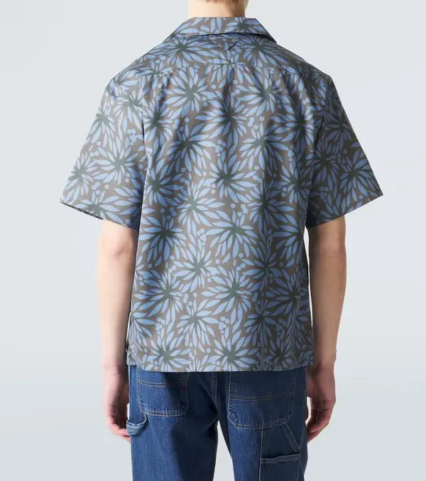Prada Printed Cotton And Silk Bowling Shirt - Grey