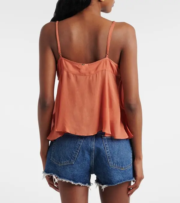 Poupette St Barth Maja Ruffled Chiffon Top - Pink