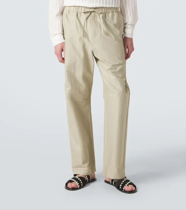 Frescobol Carioca Rocha Cotton Twill Wide-leg Pants - Green