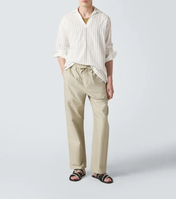Frescobol Carioca Rocha Cotton Twill Wide-leg Pants - Green