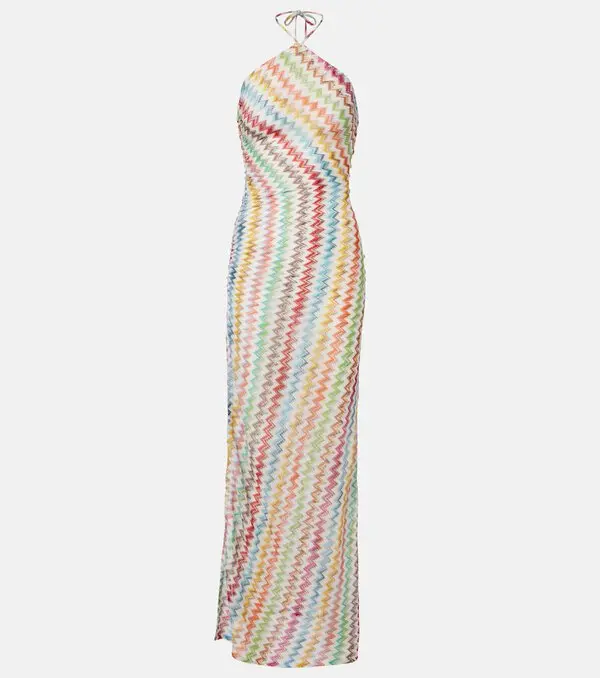 Missoni Zigzag Halterneck Lamé Maxi Dress - Multicoloured