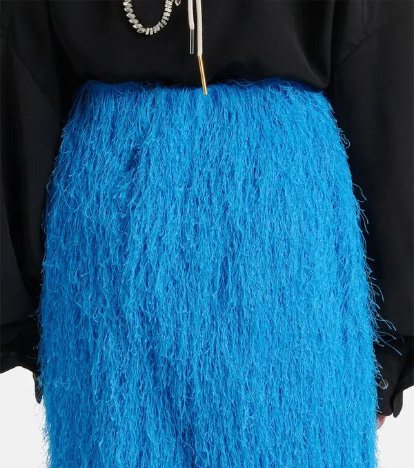 Dries Van Noten Fringed Midi Skirt - Blue