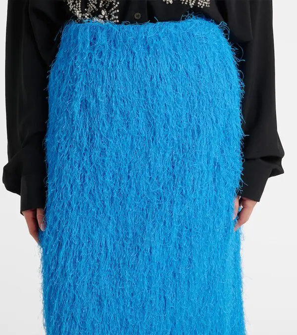 Dries Van Noten Fringed Midi Skirt - Blue