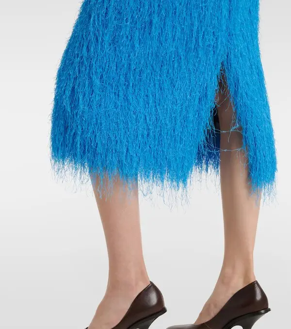 Dries Van Noten Fringed Midi Skirt - Blue