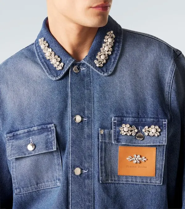Simone Rocha Embellished Denim Trucker Jacket