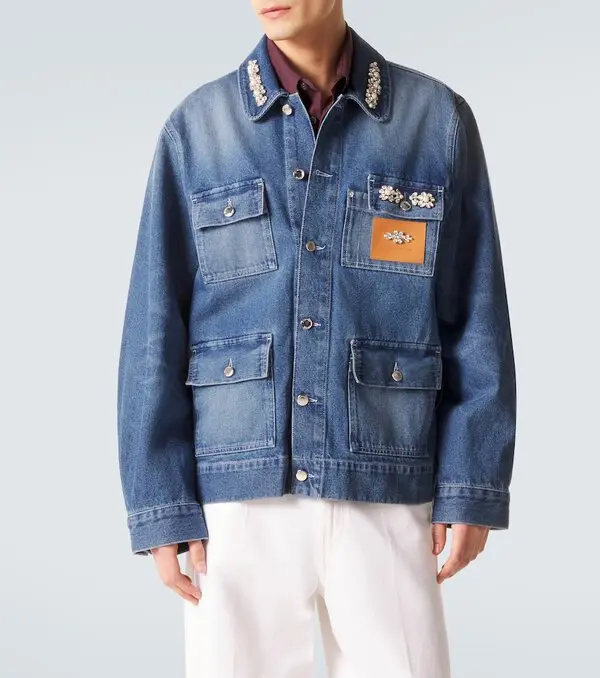 Simone Rocha Embellished Denim Trucker Jacket