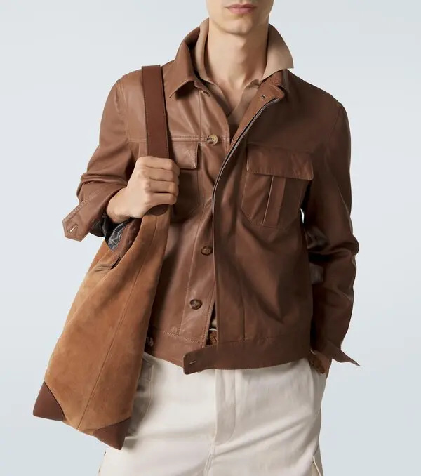 Brunello Cucinelli Leather Blouson Jacket - Brown
