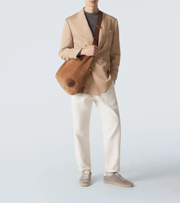Brunello Cucinelli Leather-trimmed Suede Shoulder Bag