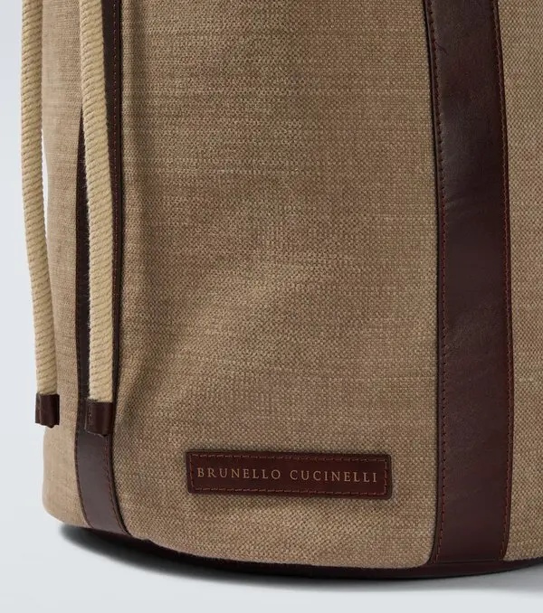 Brunello Cucinelli Leather-trimmed Canvas Backpack - Brown