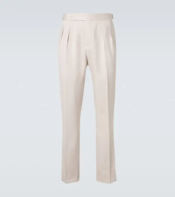 Brunello Cucinelli Silk Straight Leg Pants - White