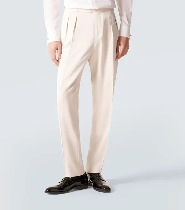 Brunello Cucinelli Silk Straight Leg Pants - White