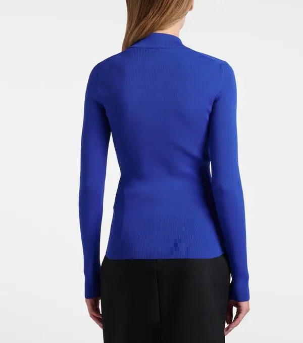 JIL SANDER Ribbed-knit High Neck Sweater - Blue