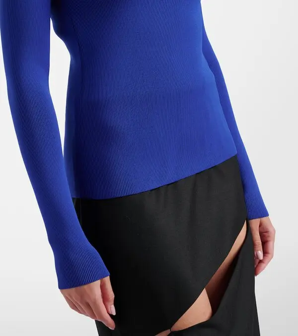 JIL SANDER Ribbed-knit High Neck Sweater - Blue
