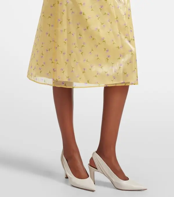 JIL SANDER Floral Organdy Midi Skirt - Yellow