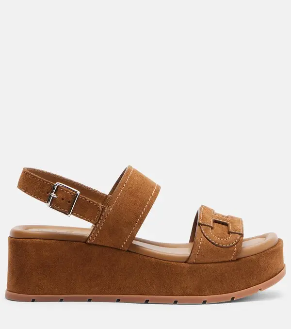 Hogan H703 Suede Platform Sandals