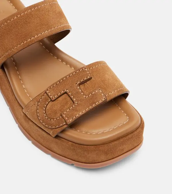 Hogan H703 Suede Platform Sandals