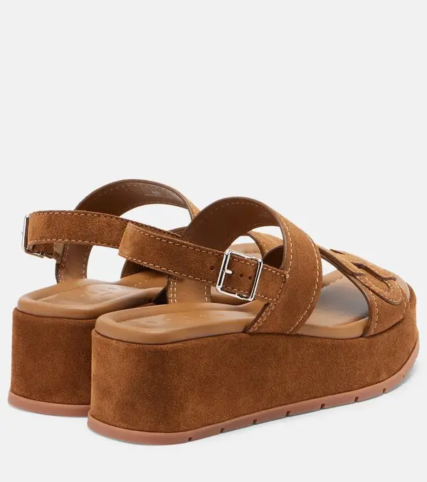 Hogan H703 Suede Platform Sandals