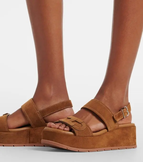 Hogan H703 Suede Platform Sandals