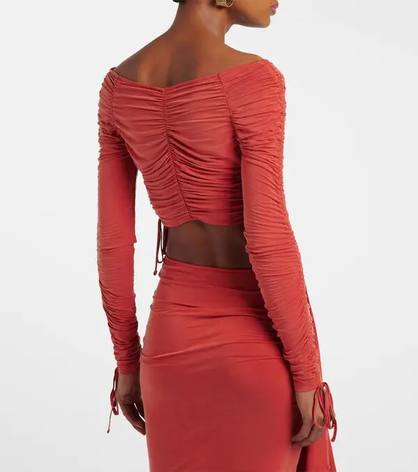 Balmain Ruched Jersey Crop Top