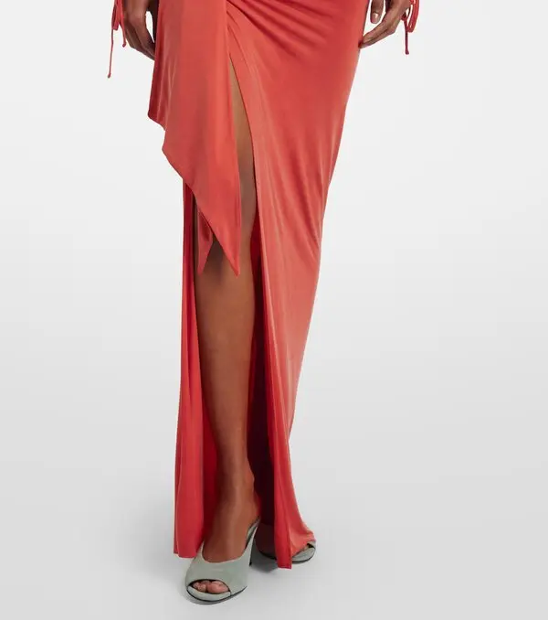 Balmain Draped Jersey Maxi Skirt