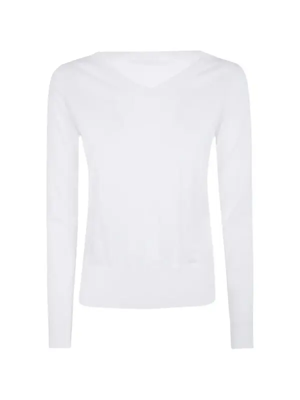 ROSSO PURO Long Sleeved V-neck Sweater - White