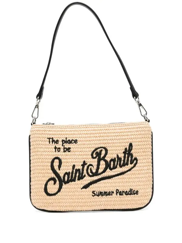 MC2 SAINT BARTH Parisienne Mini Straw Shoulder Bag - Black