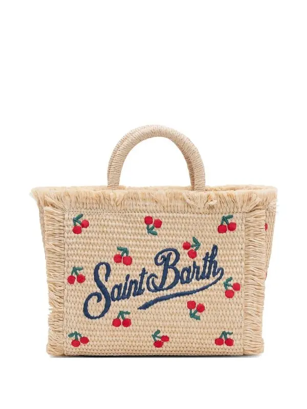 MC2 SAINT BARTH Raffia Mini Shopper Bag - Beige