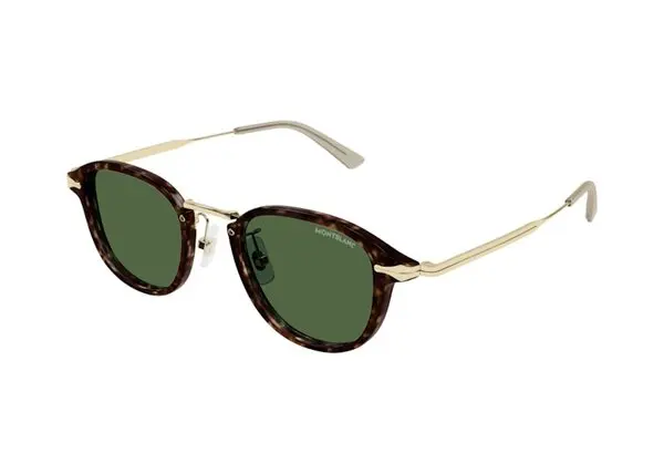 Montblanc Square Sunglasses - Havana Gold/green (mb0336s/002)