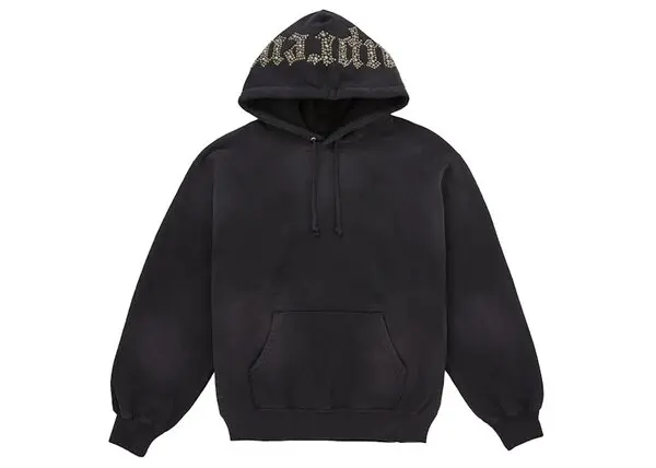 Supreme Overdyed Studded Hooded Sweatshirt - Black