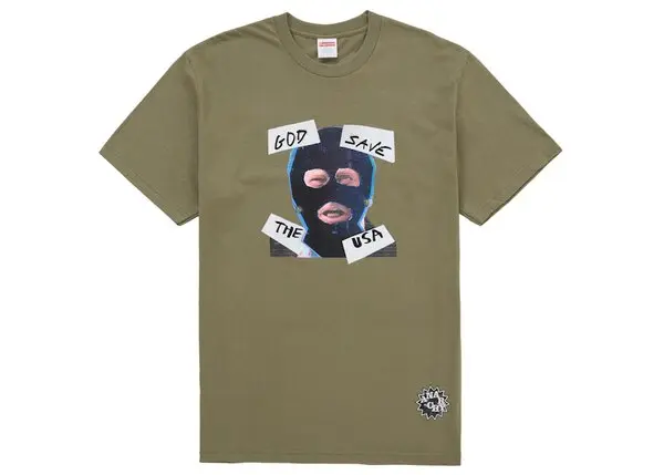 Supreme God Save Us Tee Shirt - Light Olive