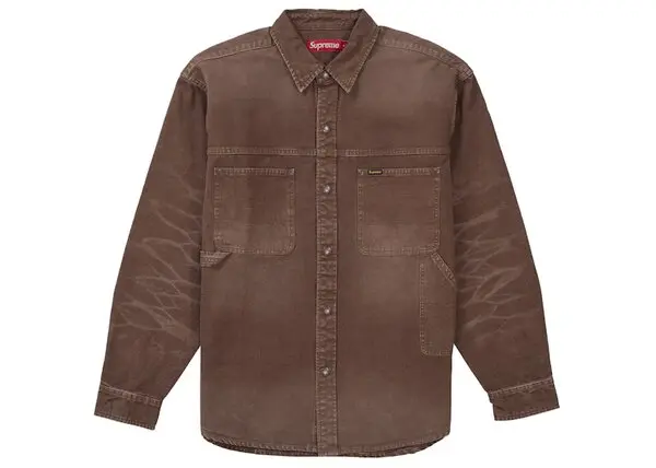 Supreme Worn Snap Painter Shirt - Brown