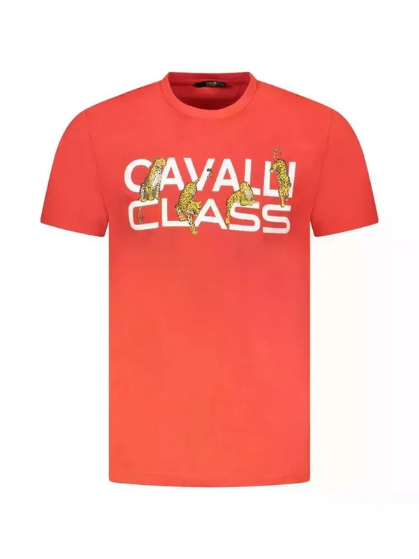 Roberto Cavalli Cheetah-print Logo-print T-shirt - Red