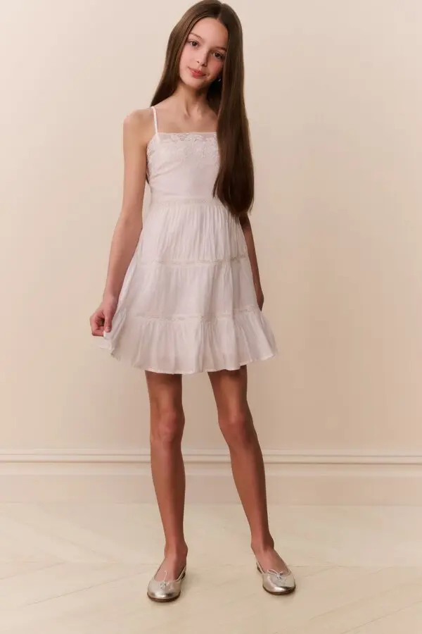 LoveShackFancy Cotton Lace-trimmed Mini Dress - Lemon Icing