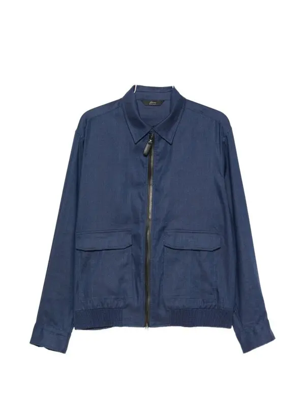 Brioni Linen And Wool Blouson Jacket - Blue