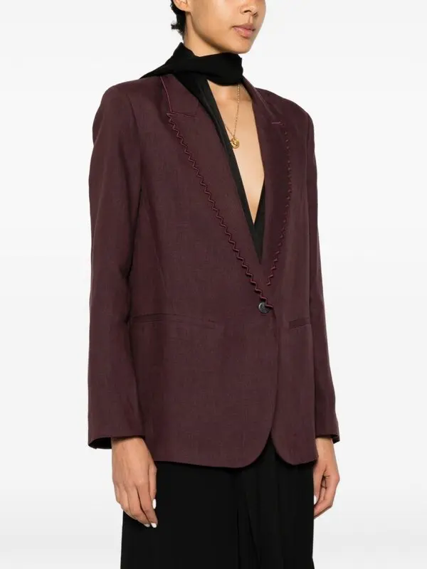 FORTE_FORTE Linen Single-breasted Jacket - Brown