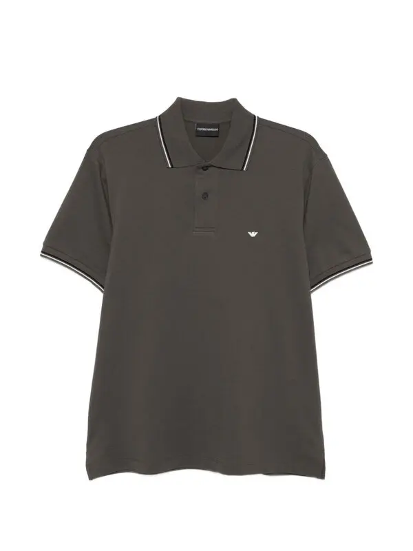 Emporio Armani Logo Cotton Polo Shirt - Grey