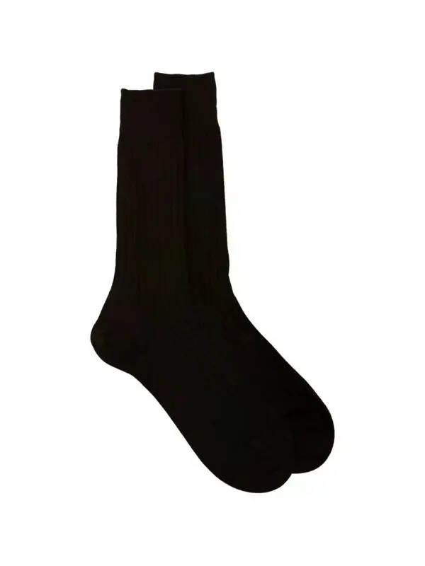 Zegna Ribbed Mid-calf Socks - Brown