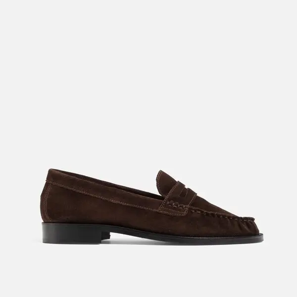 DUKE + DEXTER Cb Suede Ruched Loafer - Brown
