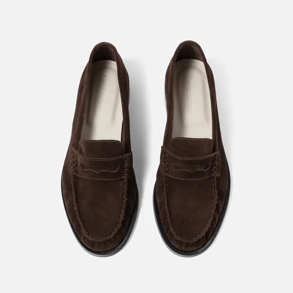 DUKE + DEXTER Cb Suede Ruched Loafer - Brown