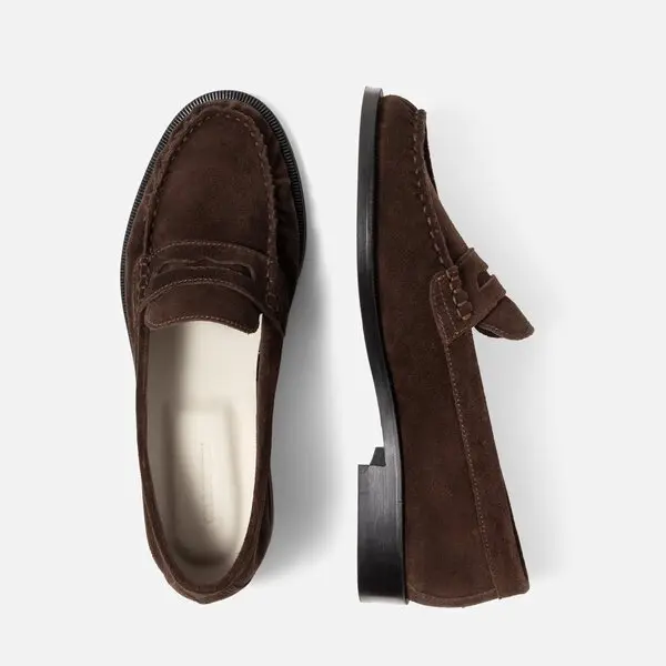 DUKE + DEXTER Cb Suede Ruched Loafer - Brown