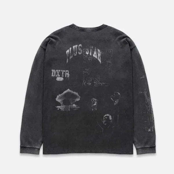 DUKE + DEXTER Washed Grey Long Sleeve Top