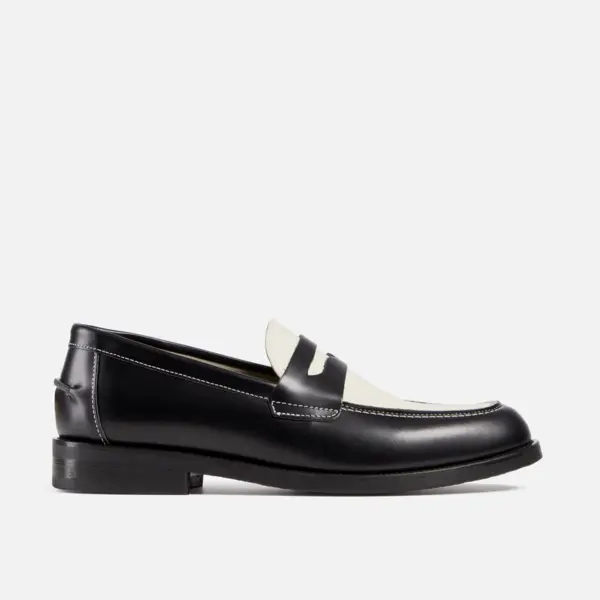 DUKE + DEXTER Wilde Penny Loafer - Black + White