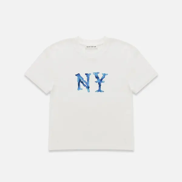 DUKE + DEXTER Watercolour Ny Vintage White Baby Tee - Ny Watercolour